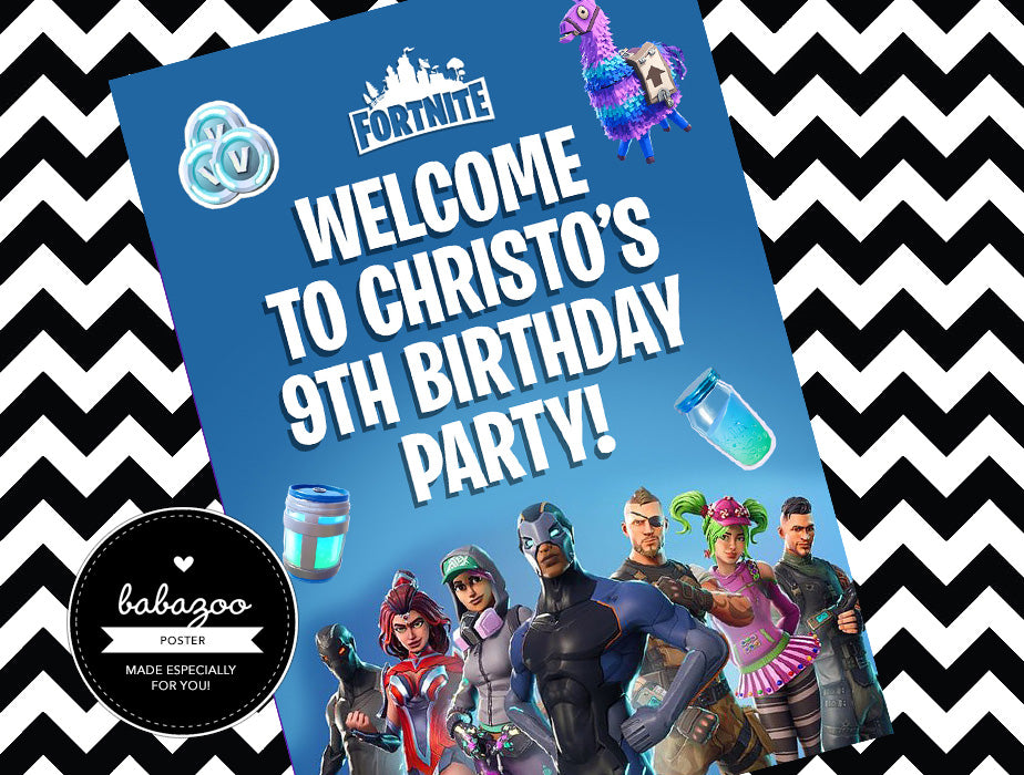 Fortnite welcome poster – Babazoo Parties